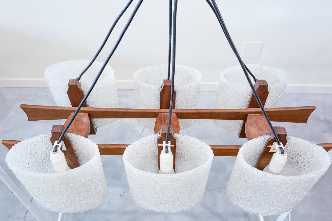 Danish Resin and Teak Wood Ceiling Lamp, 1950s for sale at Pamono