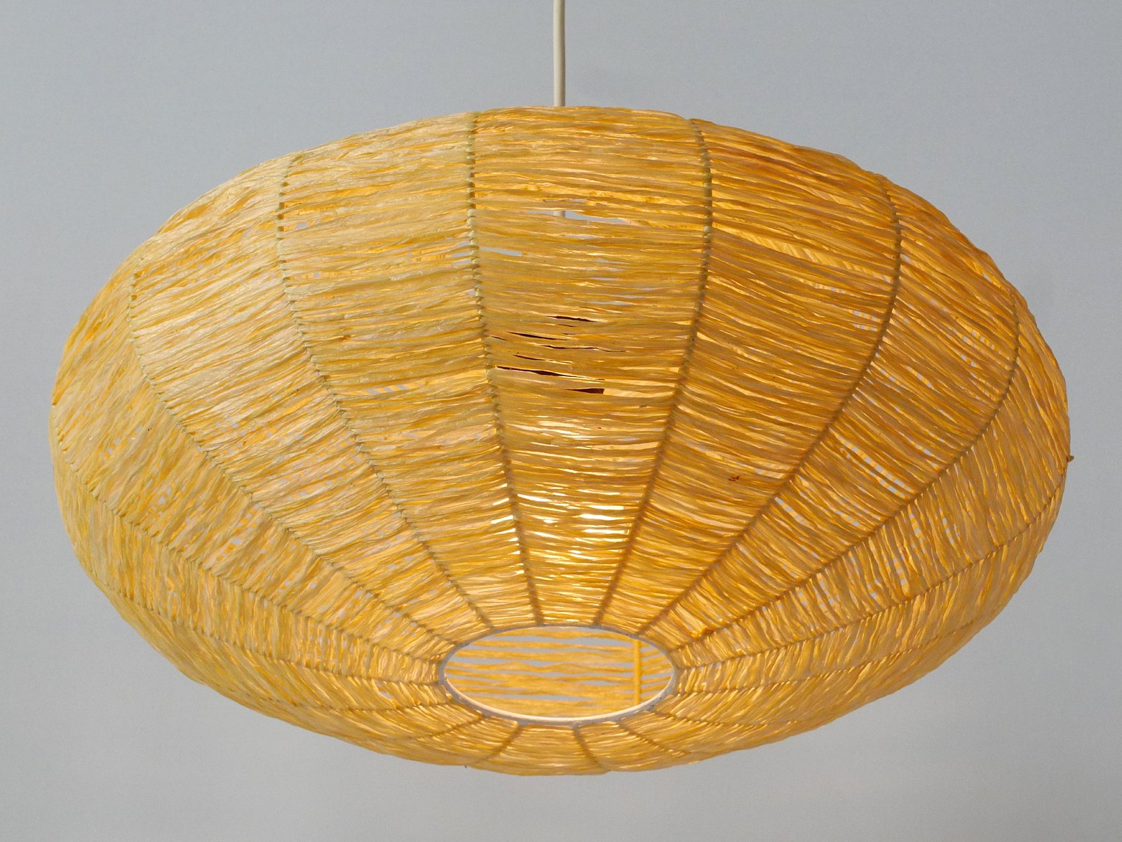 Large Mid-Century Modern Raffia Bast Pendant Lamp or Hanging Light ...