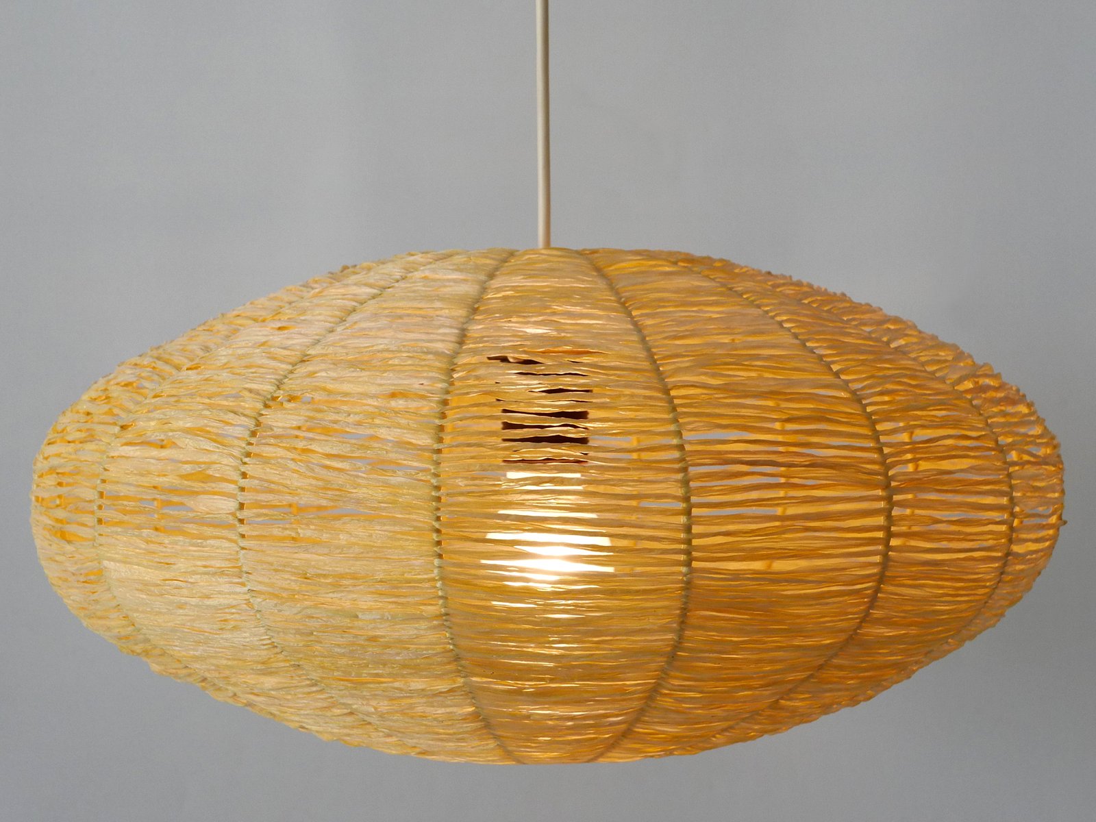 Large Mid-Century Modern Raffia Bast Pendant Lamp or Hanging Light ...