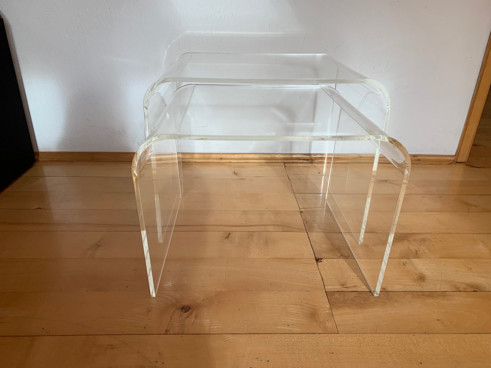 Acrylic Glass Tables, France, 1970s, Set of 2 for sale at Pamono