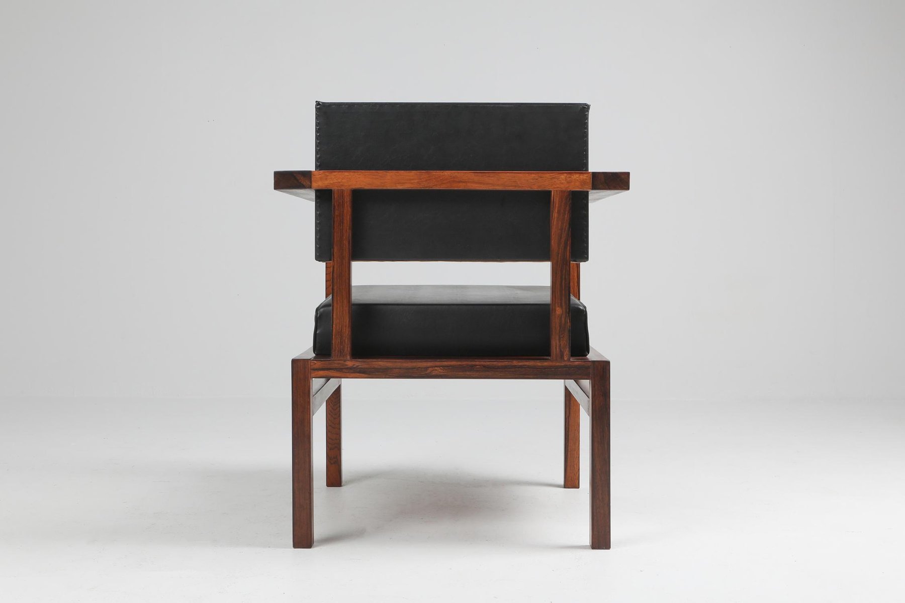 Executive Chairs in Black Leather attributed to Wim Den Boon, 1950s for ...