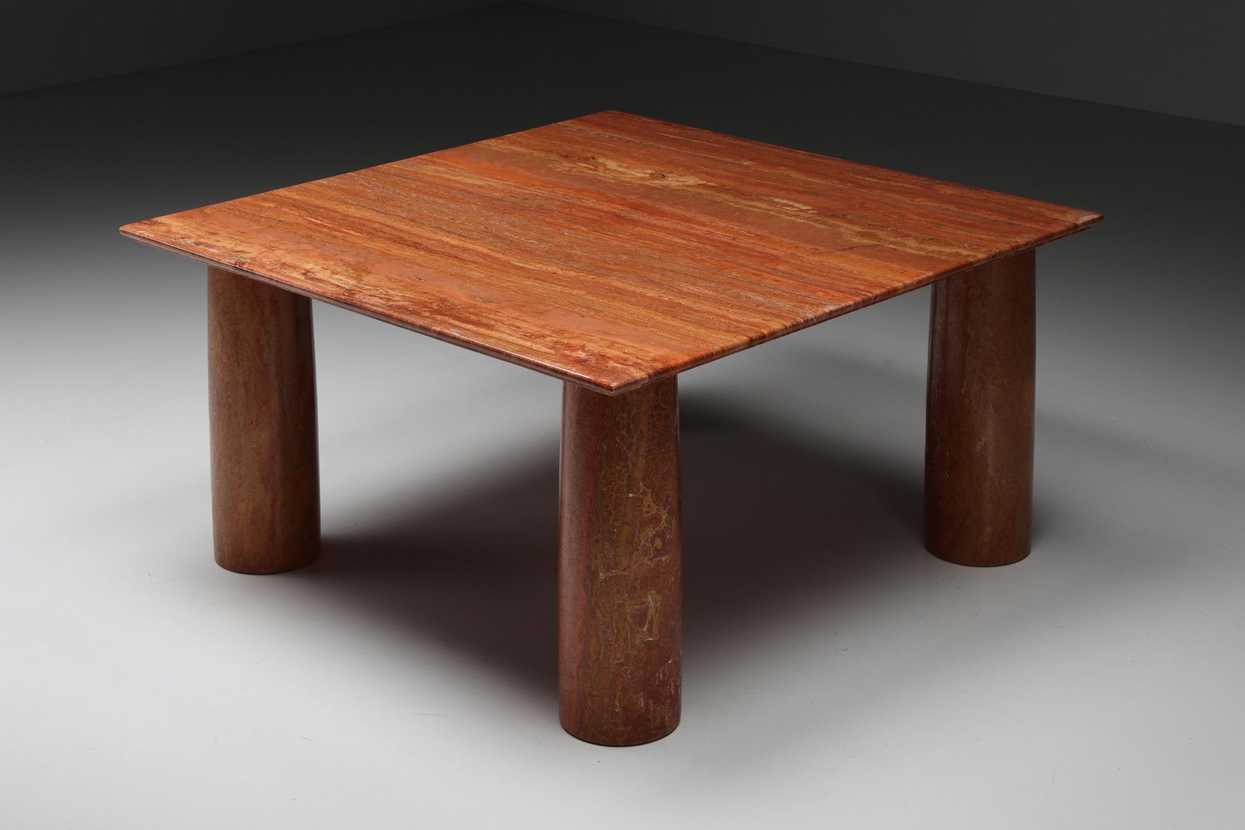 Red Travertine Il Collonato Dining Table attributed to Mario Bellini ...