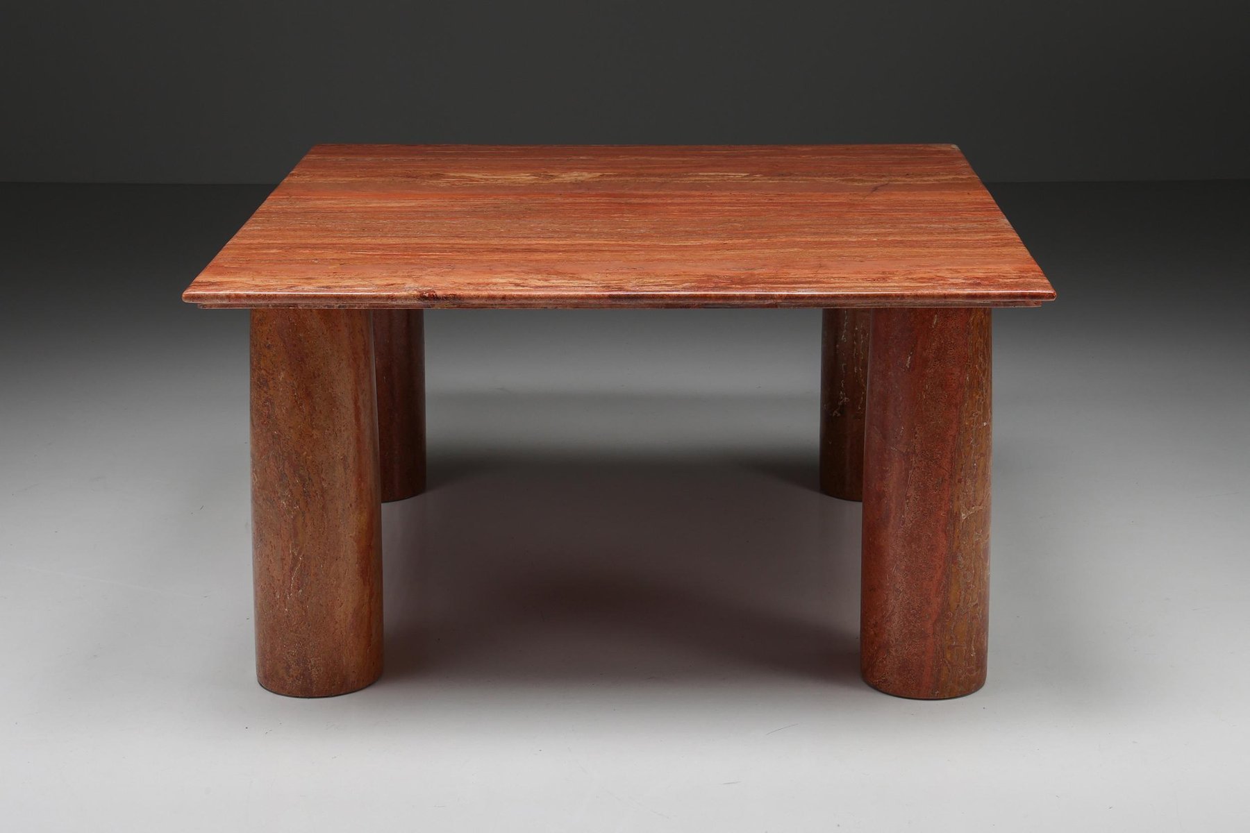 Red Travertine Il Collonato Dining Table attributed to Mario Bellini ...