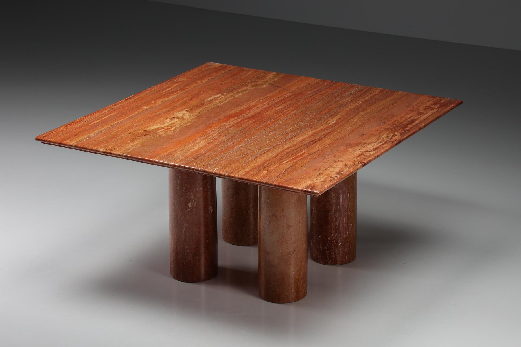 Red Travertine Il Collonato Dining Table attributed to Mario Bellini ...