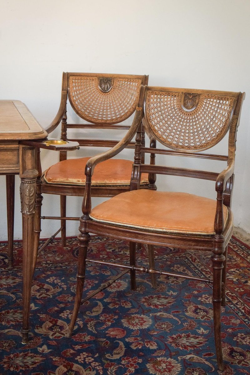 Vintage Games Table with Matching Bergere Chairs, Set of 5 for sale at ...