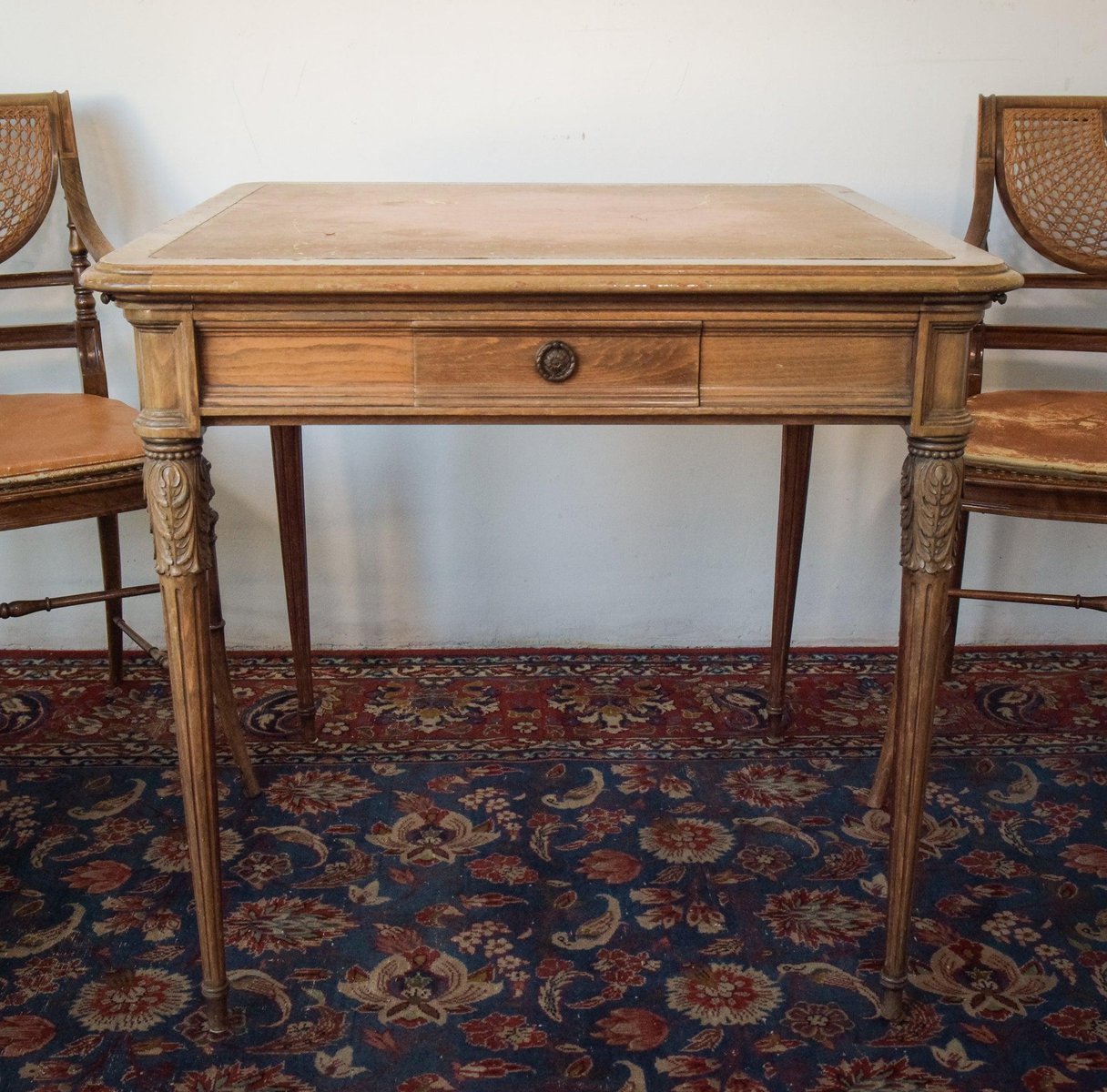 Vintage Games Table with Matching Bergere Chairs, Set of 5 for sale at ...