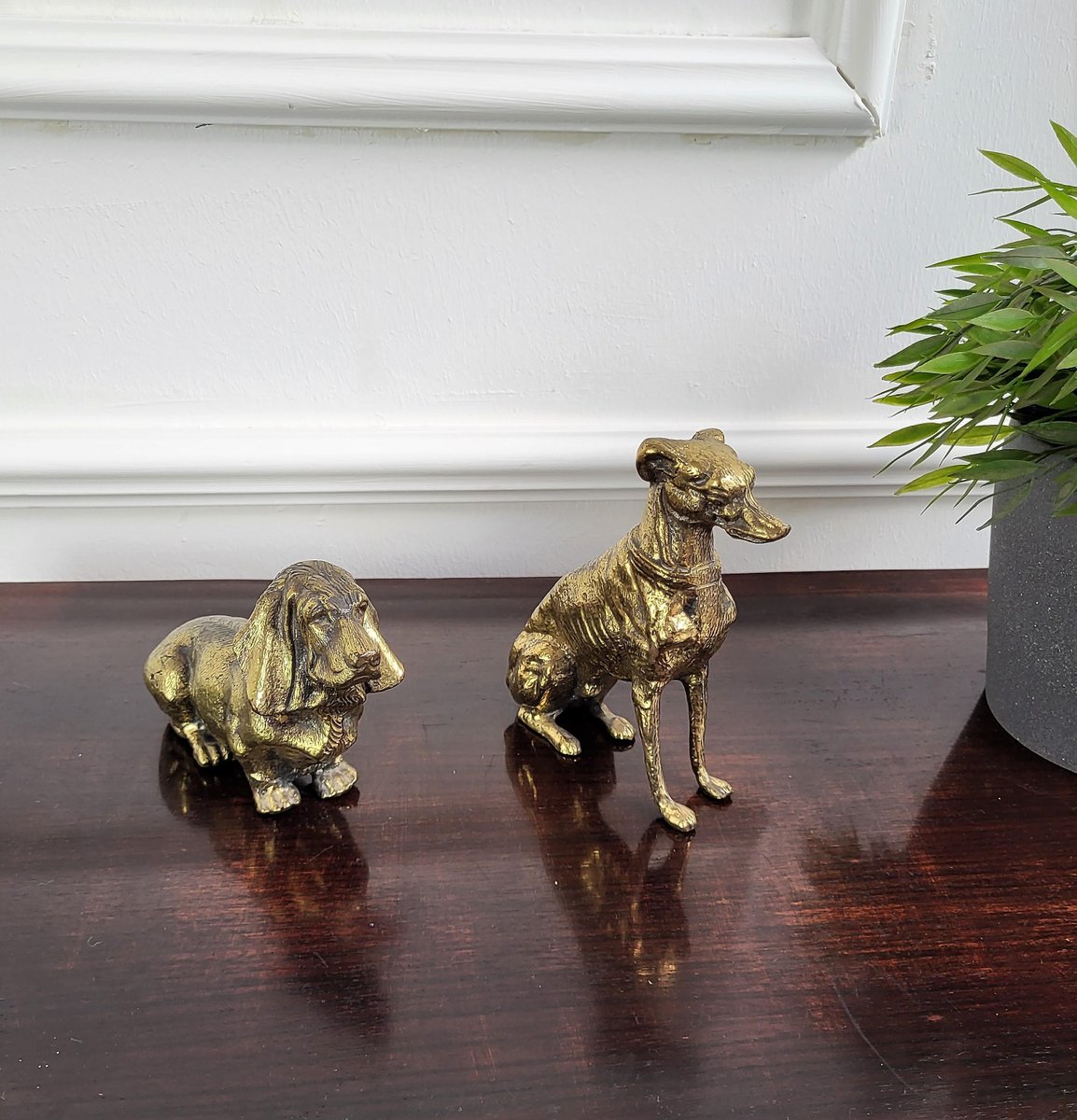 Italian Brass Bronze Desk Top Dog Sculptures or Paperweights, 1960s ...