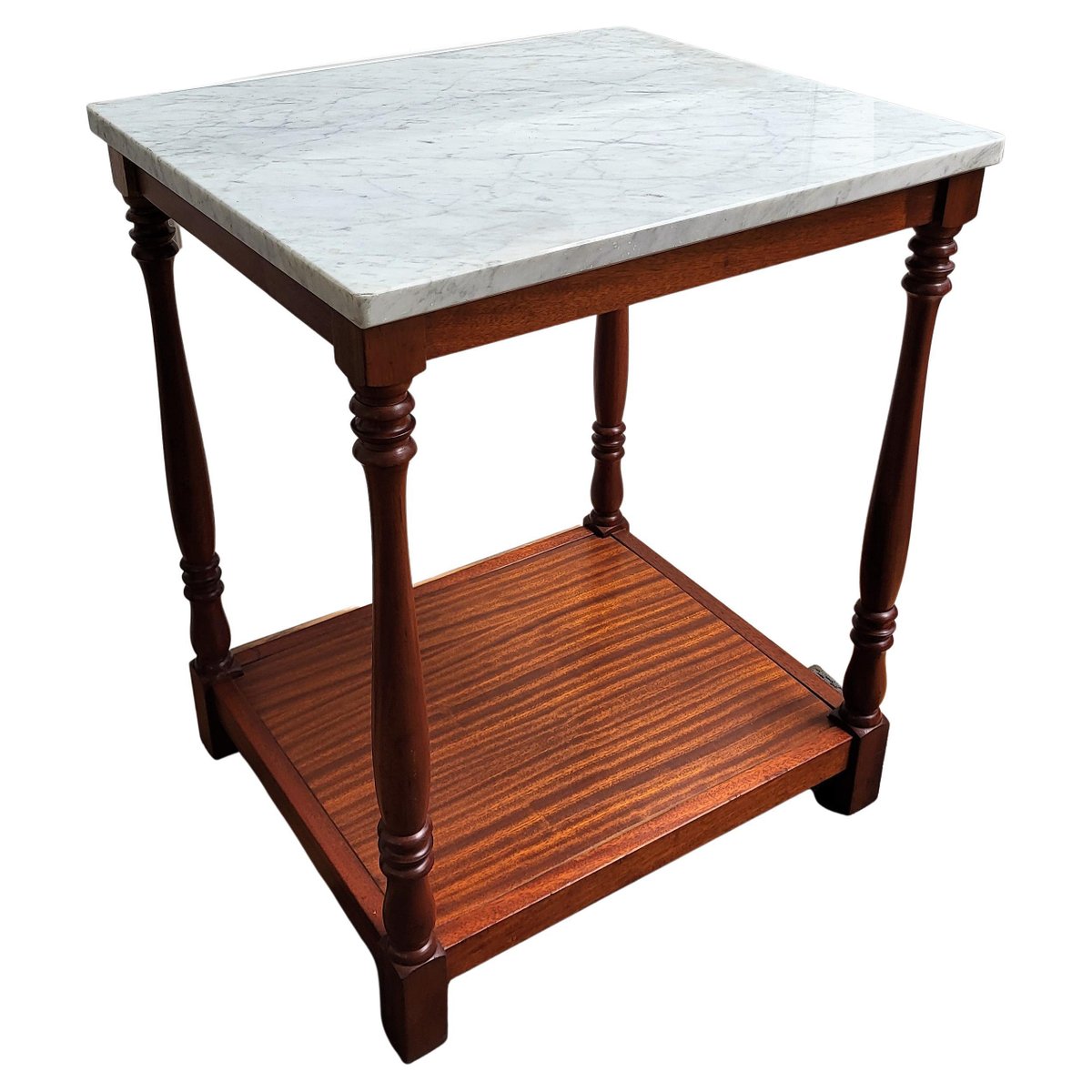 Mid-Century Italian Modern Wood and White Marble Top Work or Side High ...