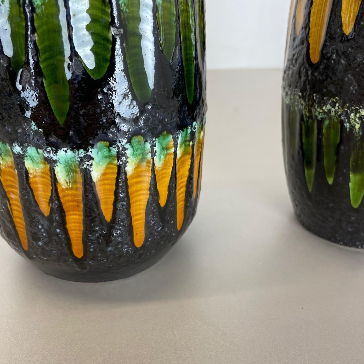 Fat Lava Multi-Color Vases from Scheurich, Germany, 1970s, Set of 2 for ...