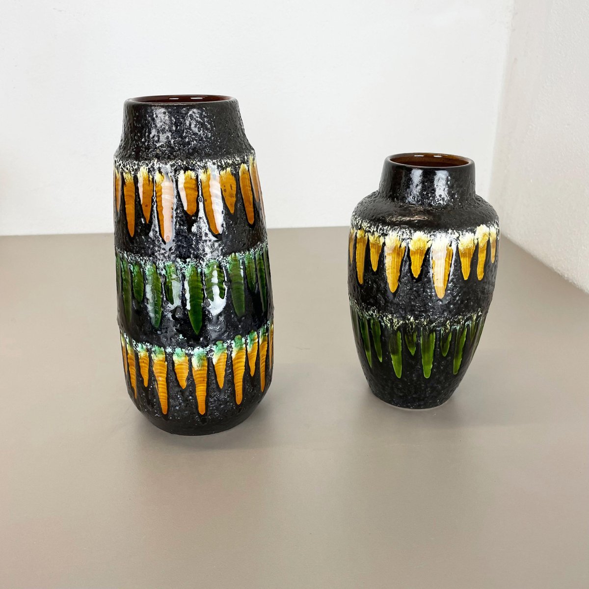 Fat Lava Multi-Color Vases from Scheurich, Germany, 1970s, Set of 2 for ...
