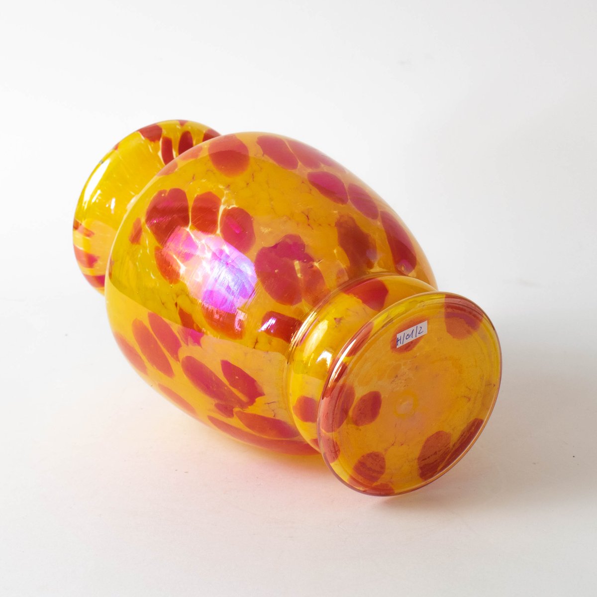 Art Deco Yellow and Red Spatter Glass Vase from Franz Welz for sale at ...
