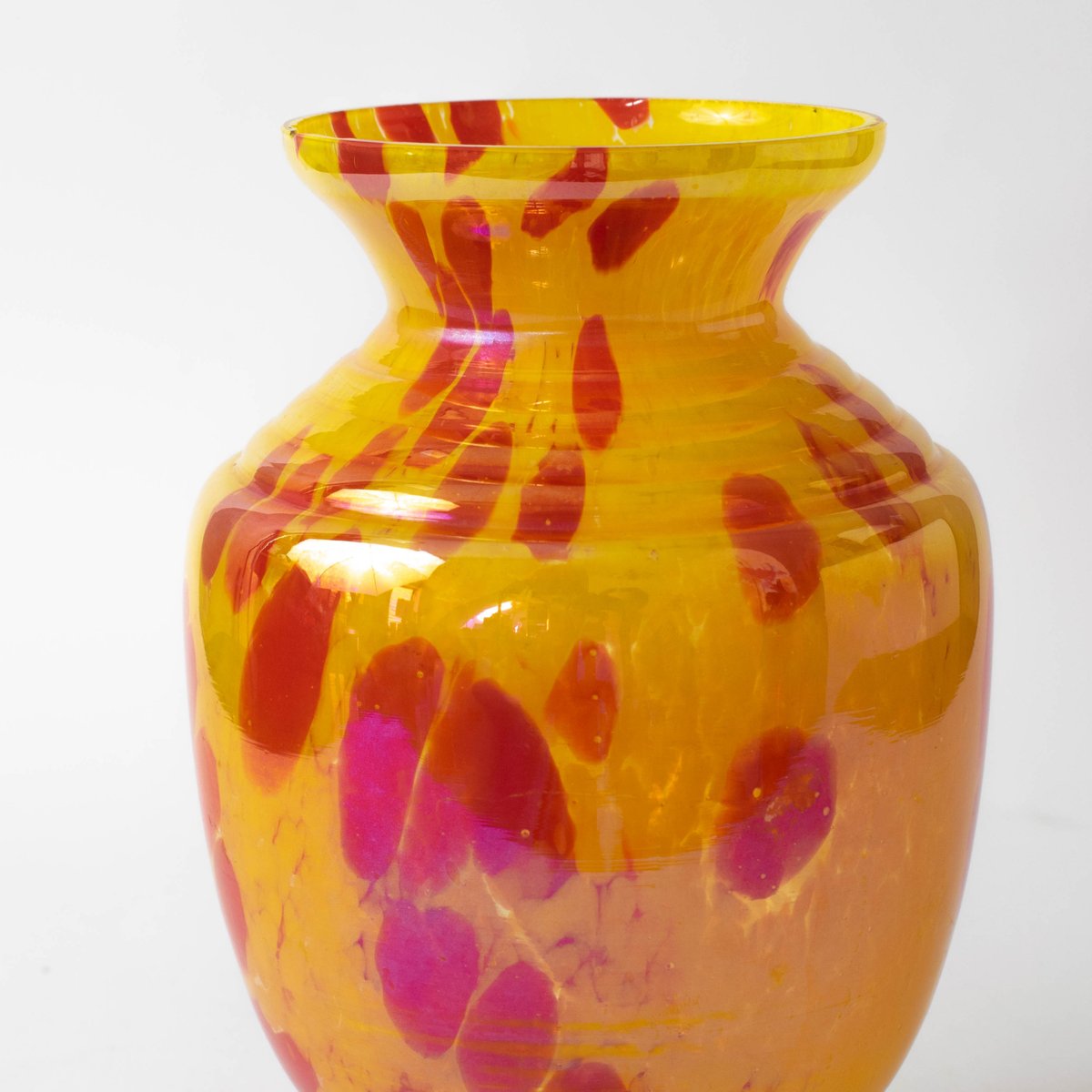 Art Deco Yellow and Red Spatter Glass Vase from Franz Welz for sale at ...