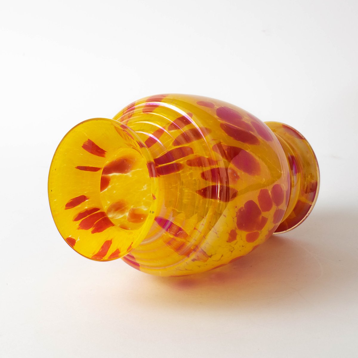 Art Deco Yellow and Red Spatter Glass Vase from Franz Welz for sale at ...