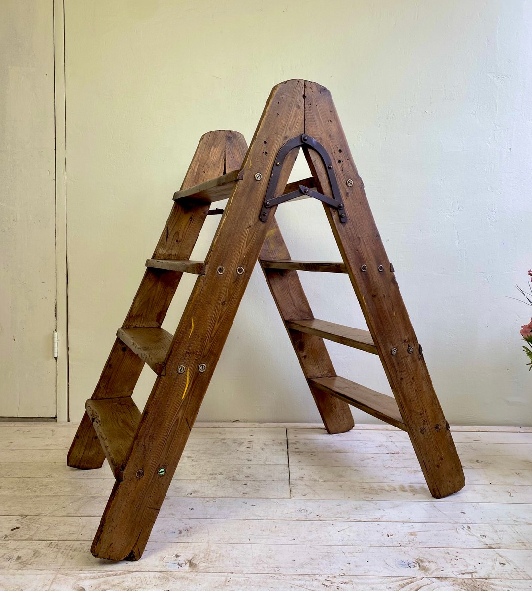 Pine-Wood Folding Step Ladder, the Netherlands, 1940s for sale at Pamono