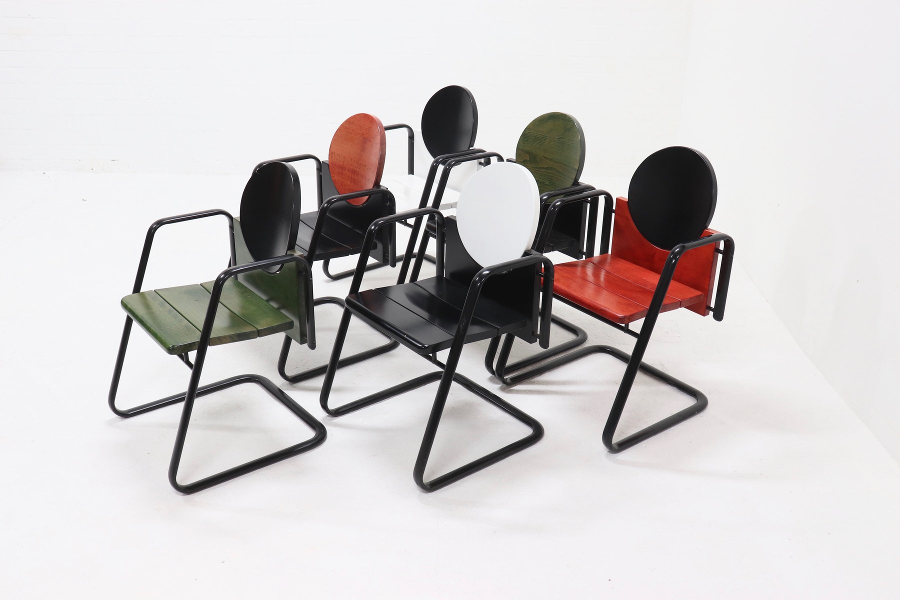 Postmoderne G-Pino Pinocchio Stühle von Martin Stoll, 1980er, 6er Set ...