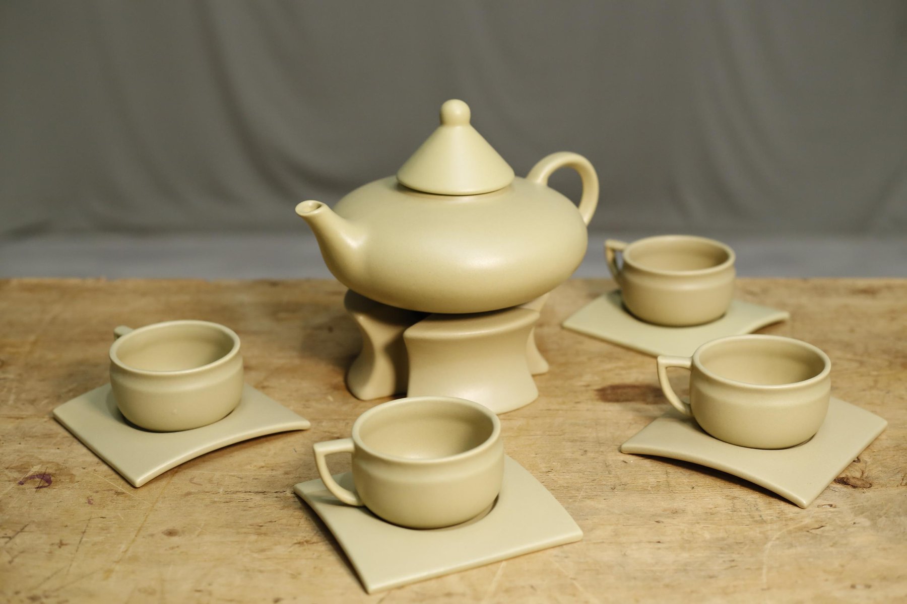 Vintage Green Tea Service, 1950s, Set of 10 for sale at Pamono