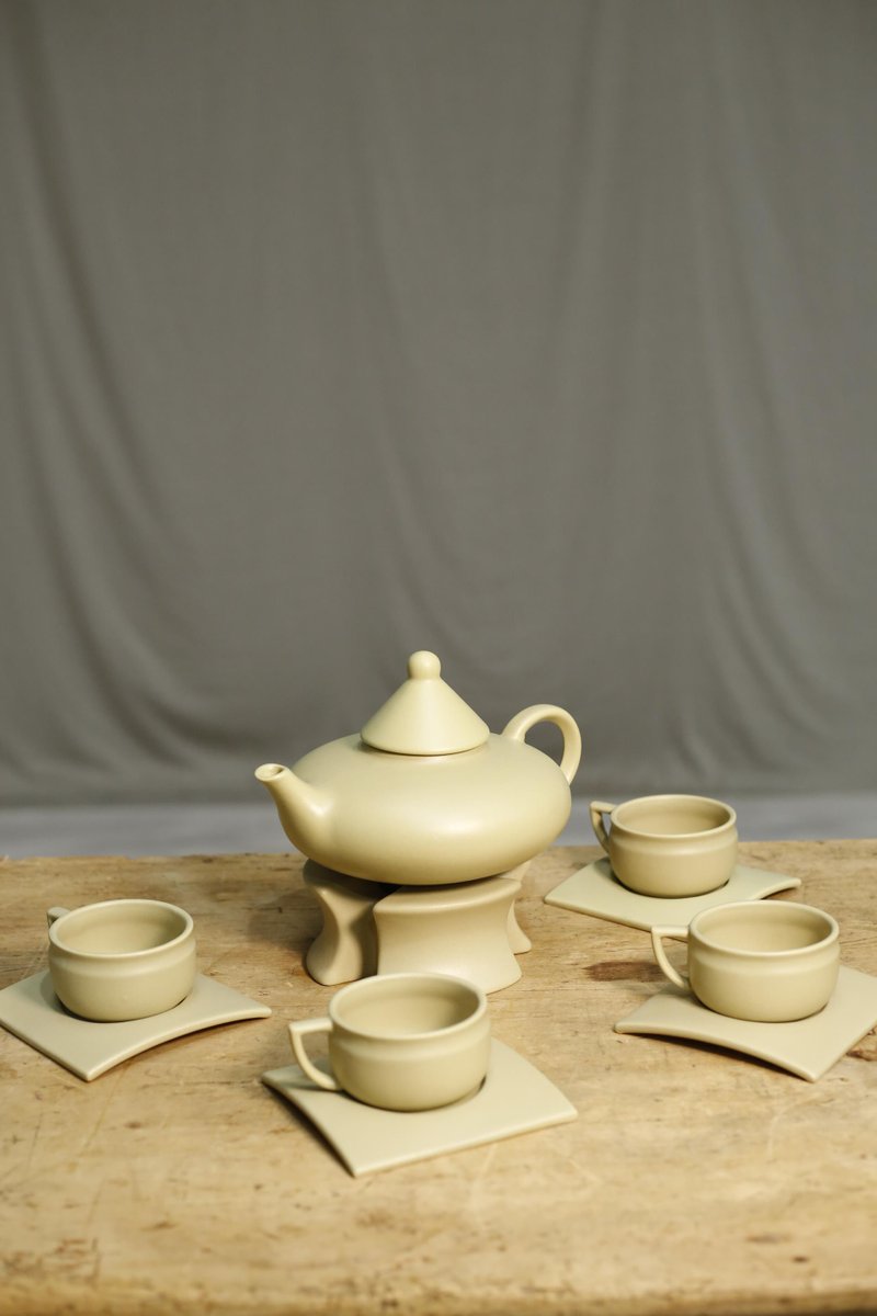 Vintage Green Tea Service, 1950s, Set of 10 for sale at Pamono