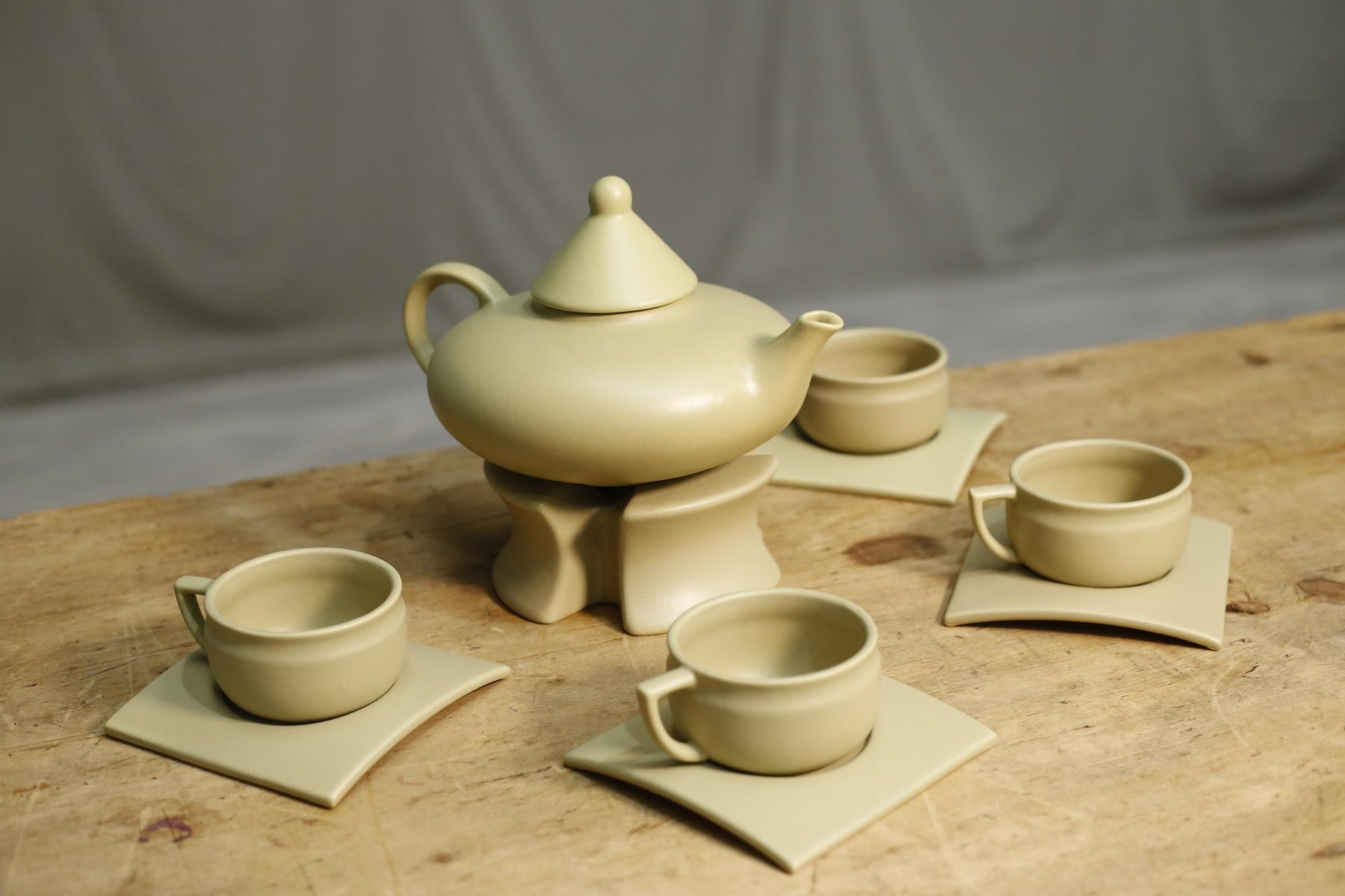 Vintage Green Tea Service, 1950s, Set of 10 for sale at Pamono