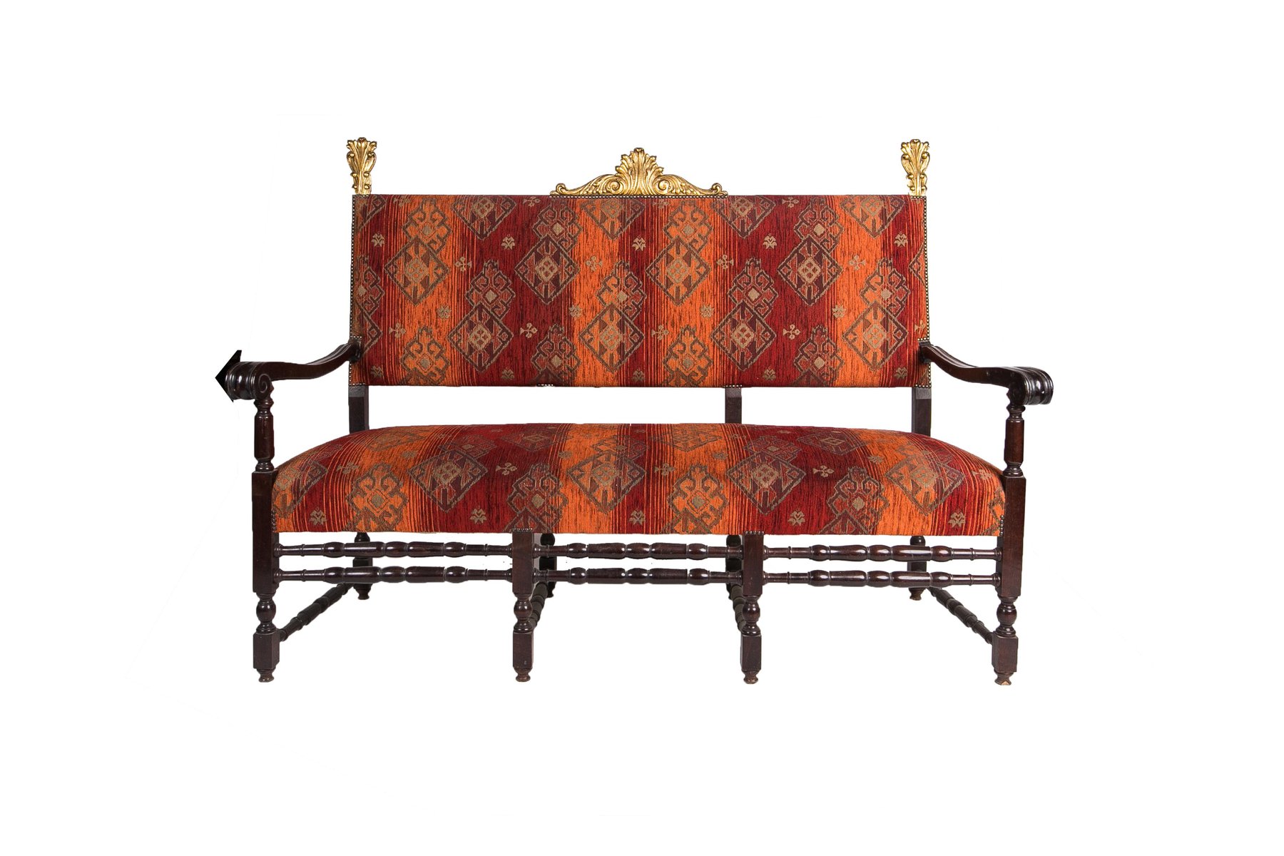 Neo-Renaissance Revival Carved Walnut Armchairs and Canape, 1900s, Set ...