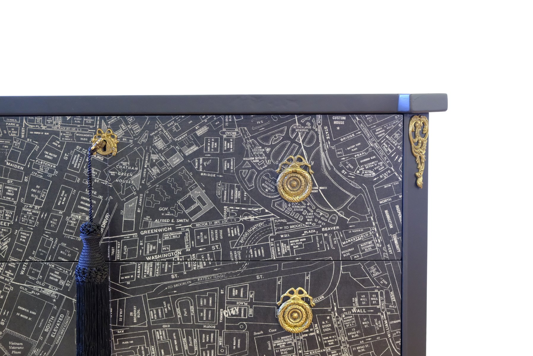 Gustavian Style Commode with New York Tribeca Street Map, 1950s for ...