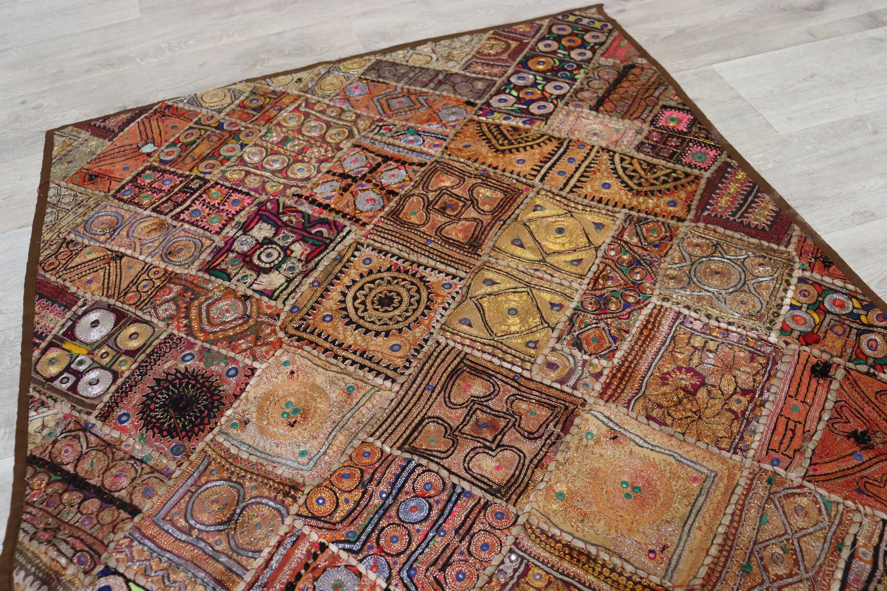 Vintage Embroidered Wall Hung Patchwork Tapestry for sale at Pamono