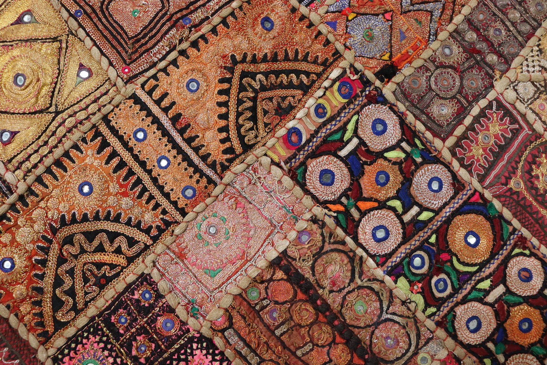 Vintage Embroidered Wall Hung Patchwork Tapestry for sale at Pamono