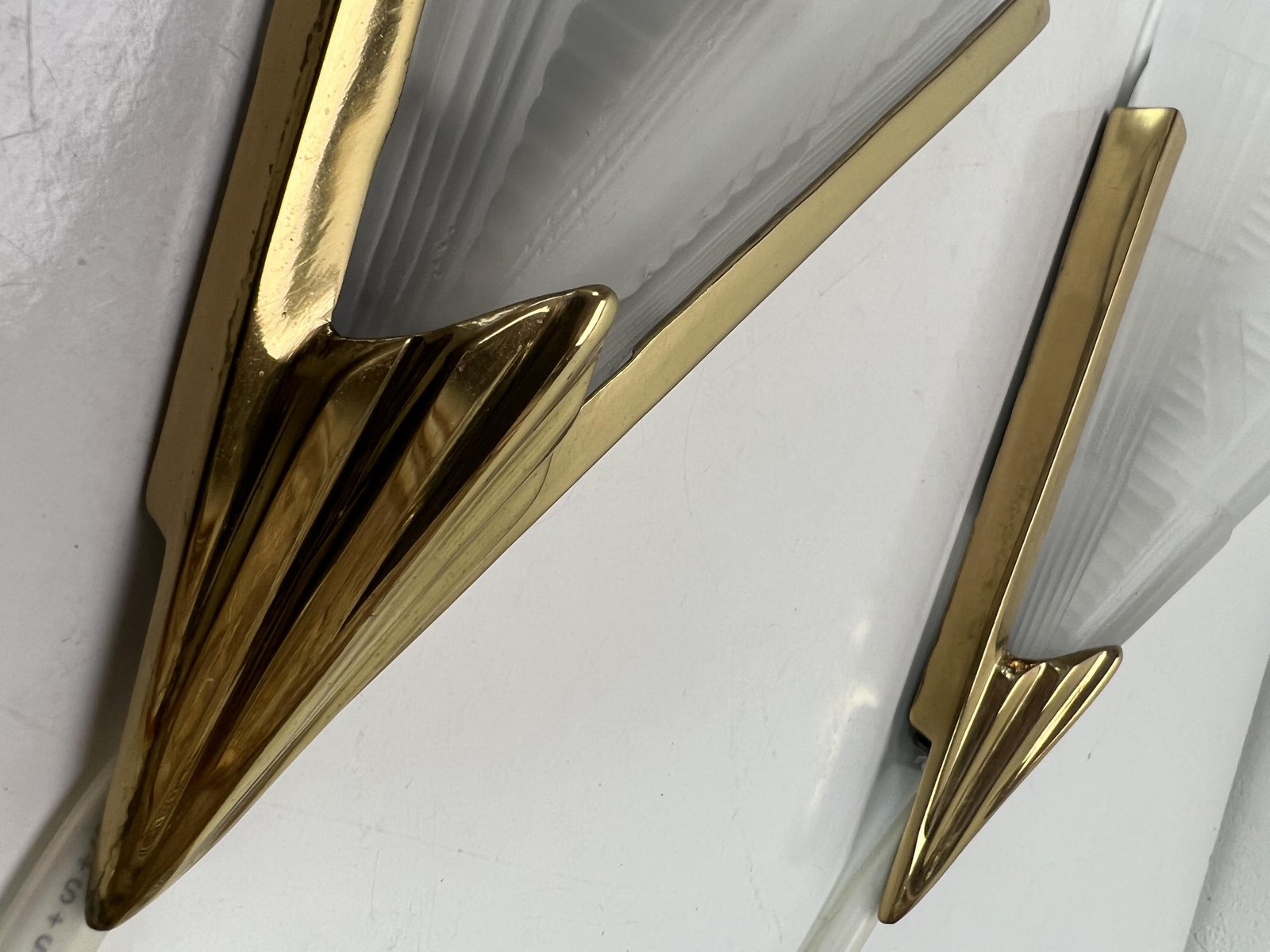 Art Deco Style Triangle Glass Brass Wall Lights Sconces, Sweden, 1980s ...