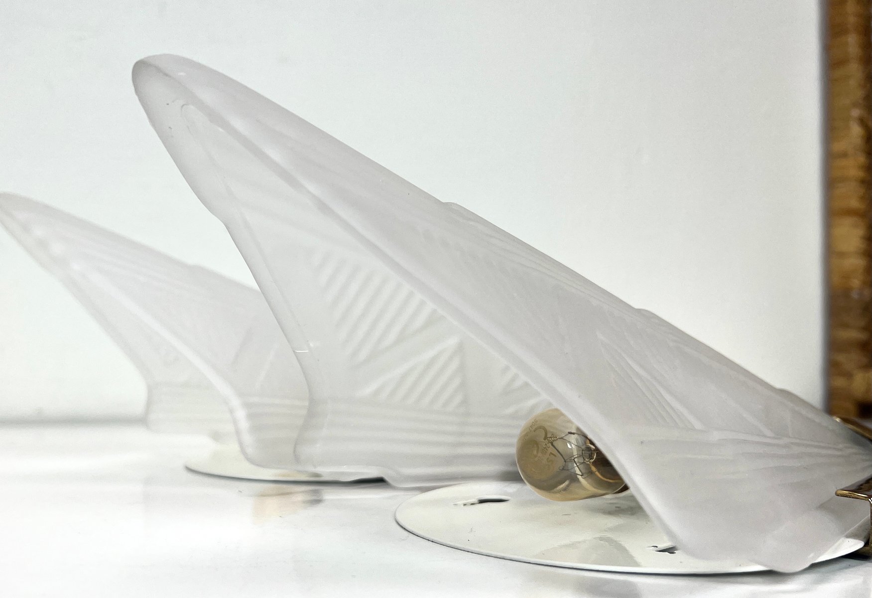 Art Deco Style Triangle Glass Brass Wall Lights Sconces, Sweden, 1980s ...