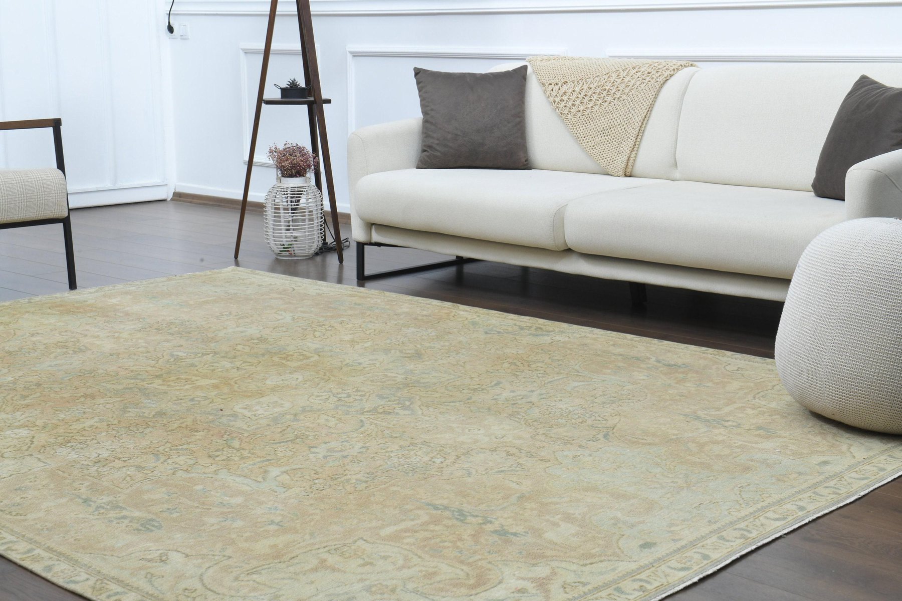 Vintage Beige Cotton Rug, 1930s for sale at Pamono