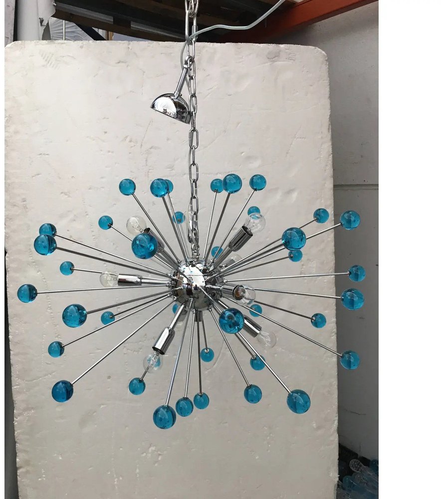 Murano Style Glass Sputnik Blue Italian Handmade Chandelier for sale at ...