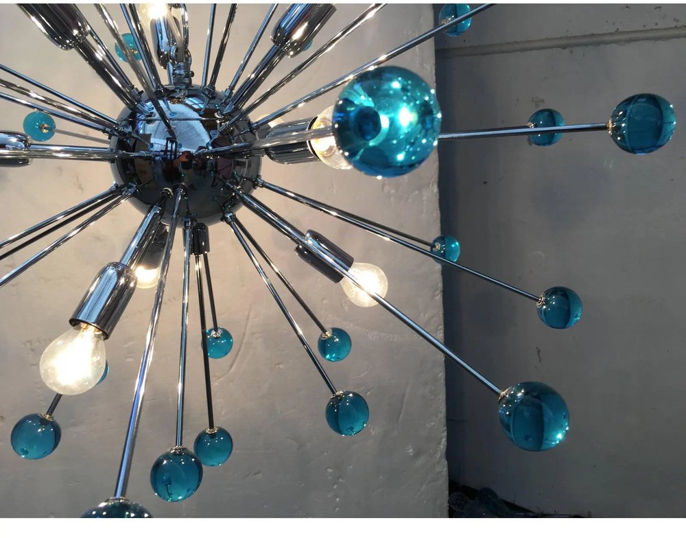 Murano Style Glass Sputnik Blue Italian Handmade Chandelier for sale at ...
