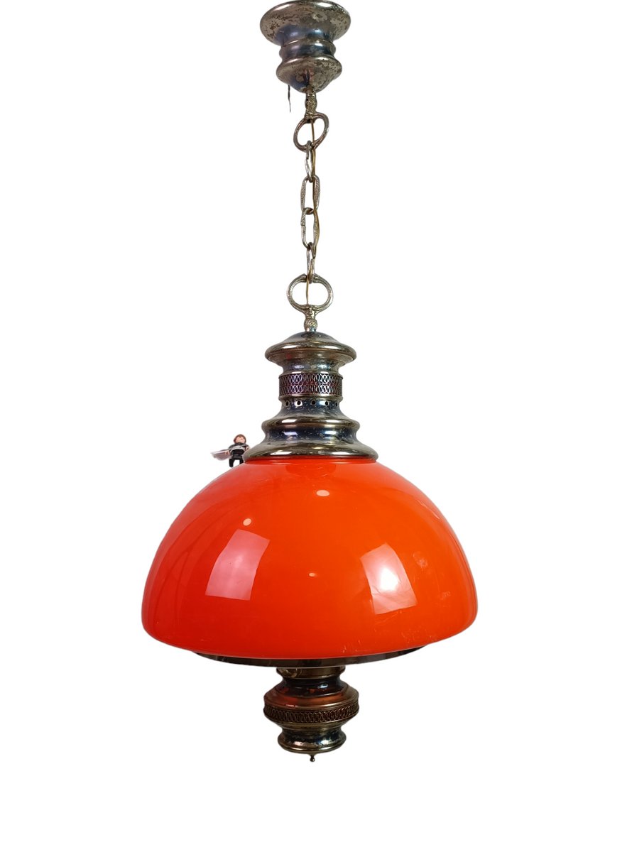 Brass And Opaline Glass Ceiling Light 1950s For Sale At Pamono