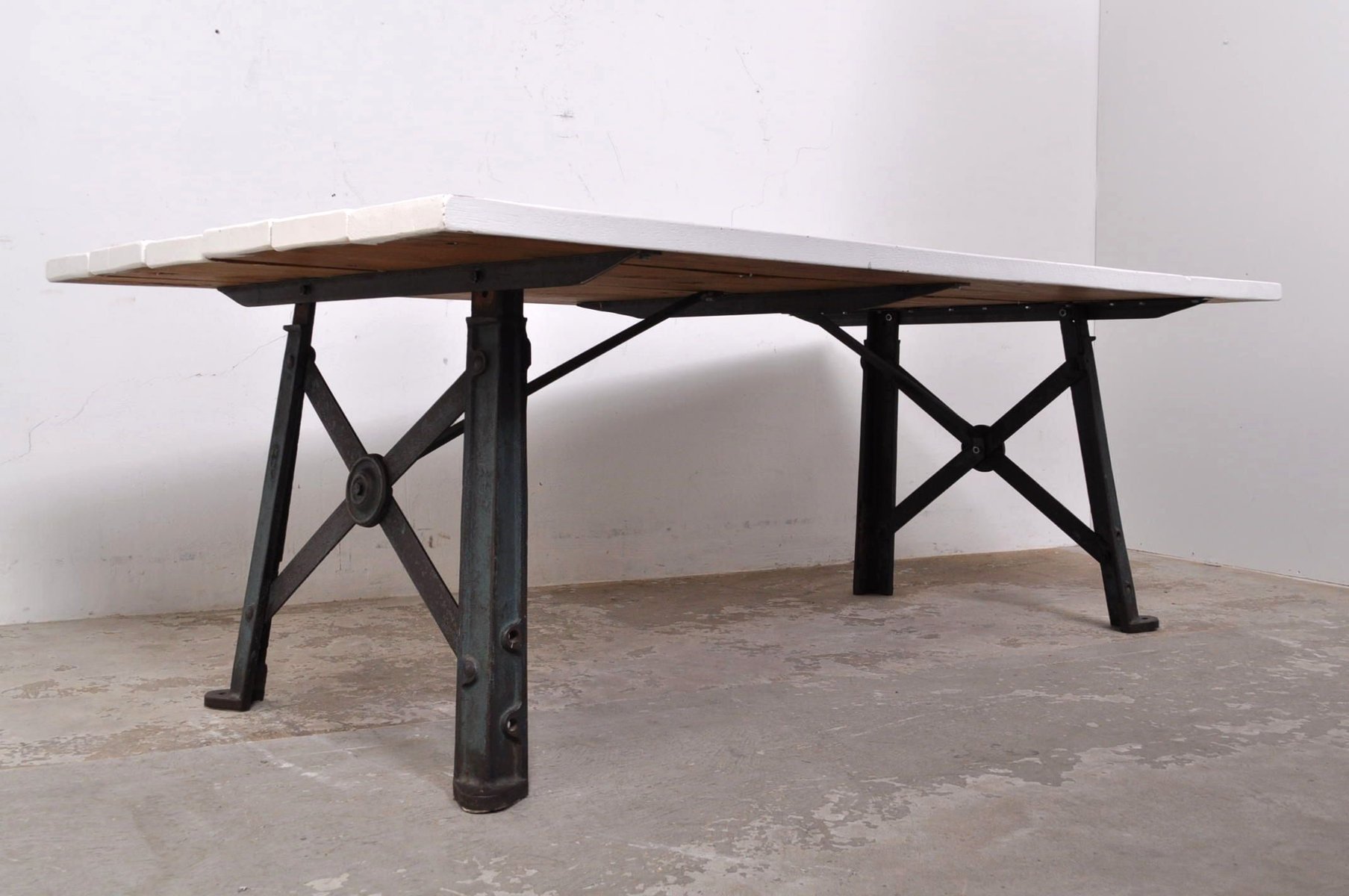 Oak and Cast Iron Garden Table for sale at Pamono