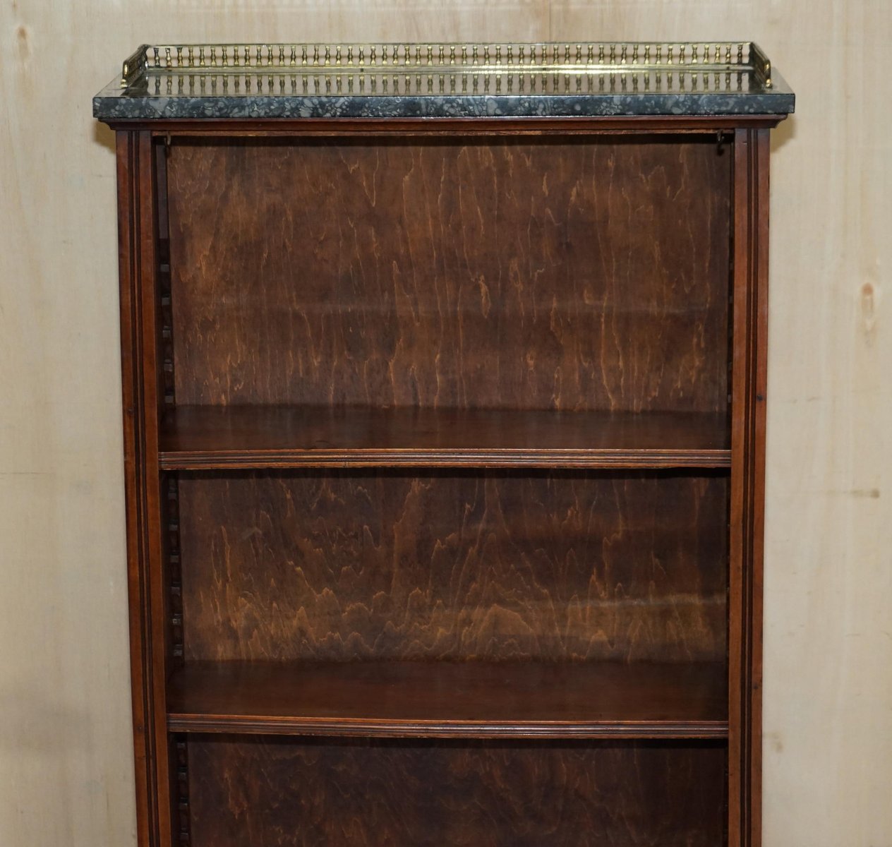 Small Regency Hardwood & Marble Bookcases with Brass Gallery, 1810s ...