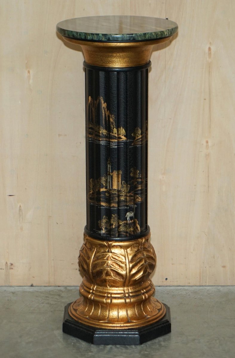 Chinese Neoclassical Style Chinoiserie Lacquered Torcheres Columns ...
