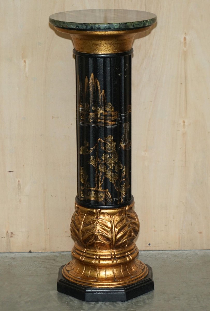 Chinese Neoclassical Style Chinoiserie Lacquered Torcheres Columns ...