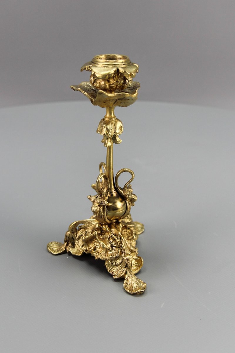 French Rococo Style Candlestick in Bronze, 1920s for sale at Pamono