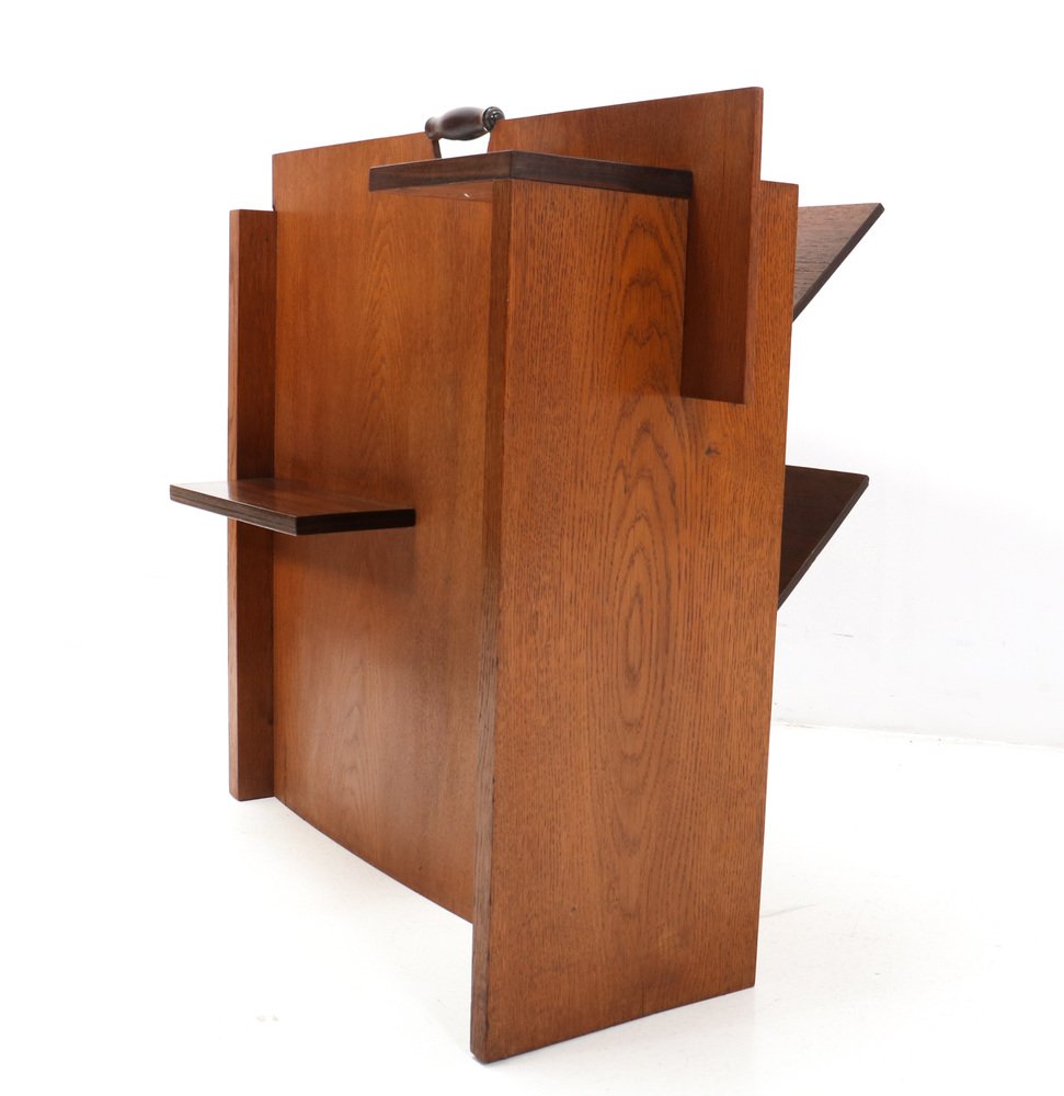 Art Deco Modernist Magazine Rack in Oak by Frits Spanjaard for L.O.V ...