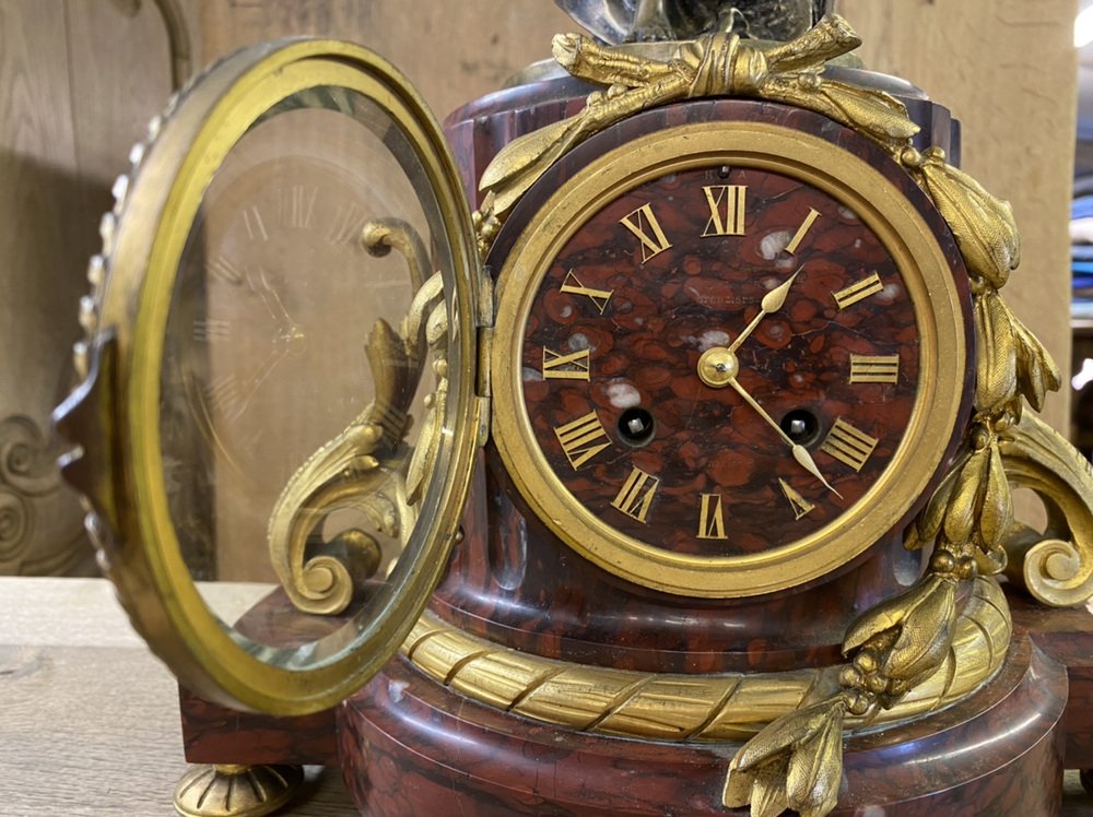 Antique French Marble Mantle Clock for sale at Pamono