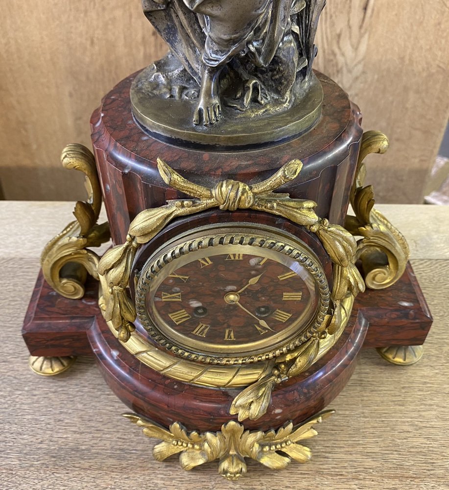 Antique French Marble Mantle Clock for sale at Pamono