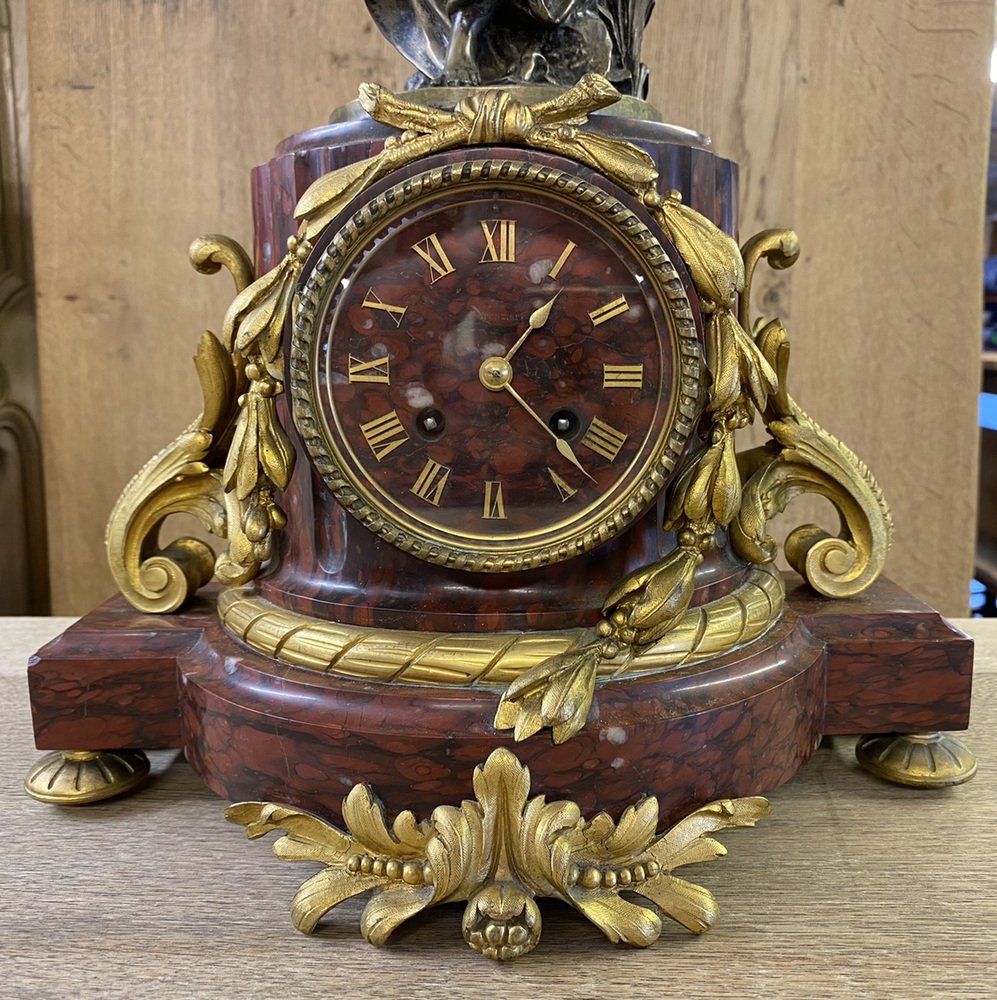 Antique French Marble Mantle Clock for sale at Pamono