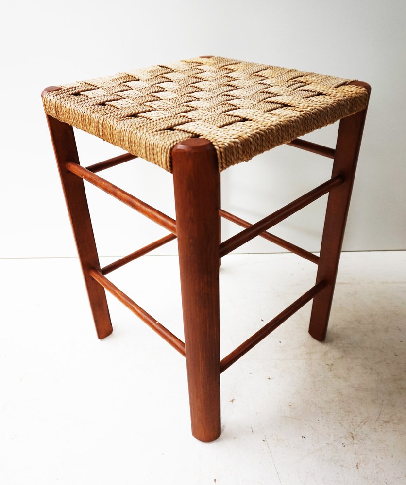 Mid-Century Hocker aus Holz & Seil, 1960er bei Pamono kaufen