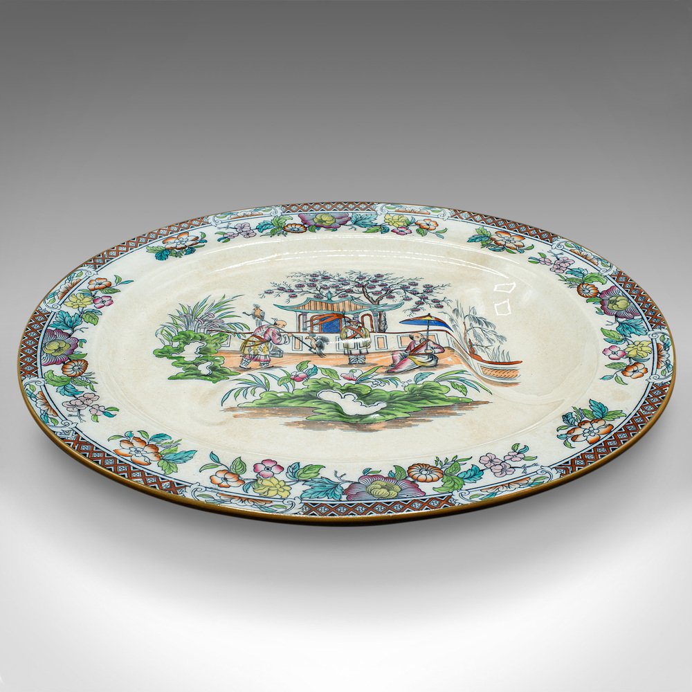 Large Chinese Ceramic Oval Meat Platter, 1890s for sale at Pamono