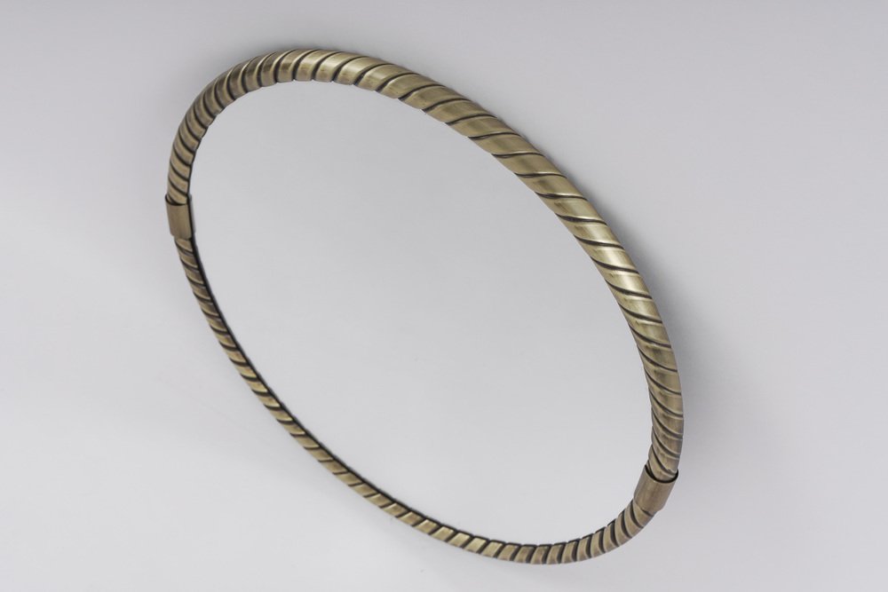 Round Swirl Brass Wall Mirror, Germany, 1990s for sale at Pamono