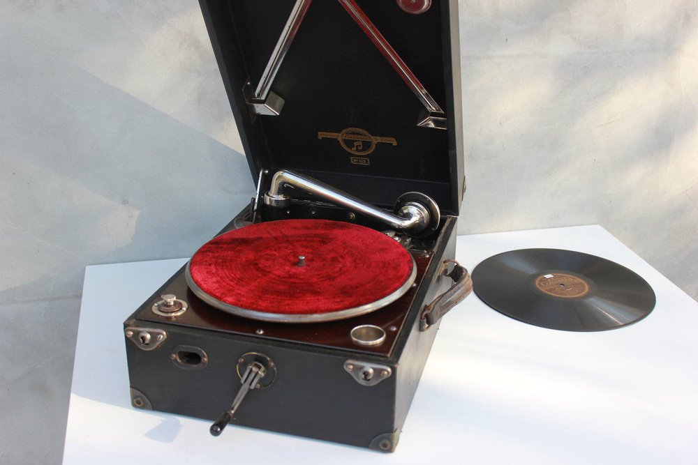 Antique Columbia Gramophone with Crank, Great Britain, 1930s for sale ...