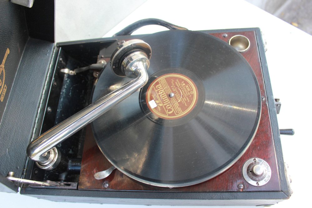 Antique Columbia Gramophone with Crank, Great Britain, 1930s for sale ...