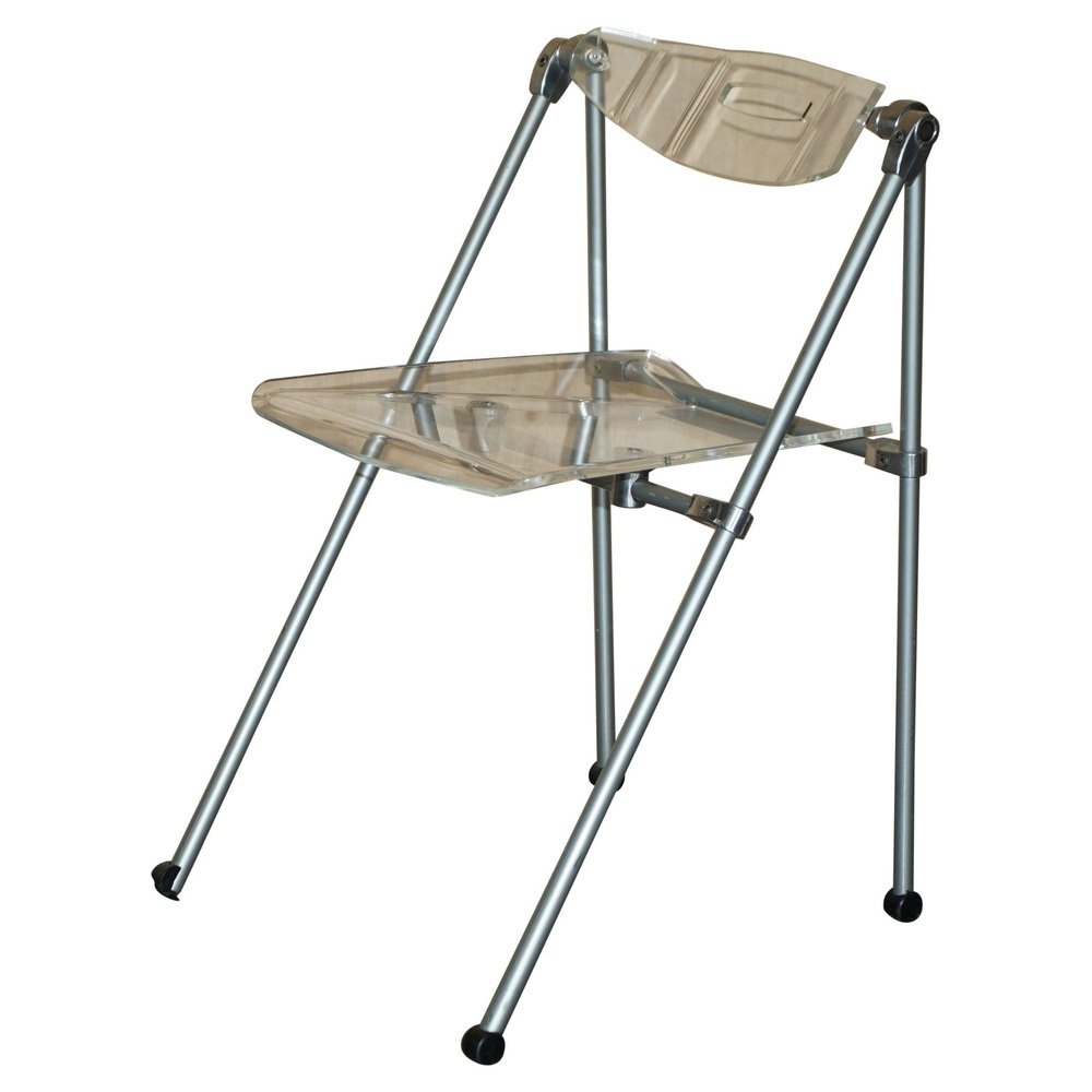 Metal and Acrylic Glass Folding Desk Chair with Swing Back for sale at ...