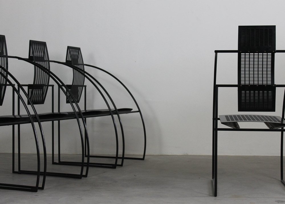 Steel and Metal La Quinta Chairs by Mario Botta attributed to Alias, Italy, 1985, Set of 6 for ...