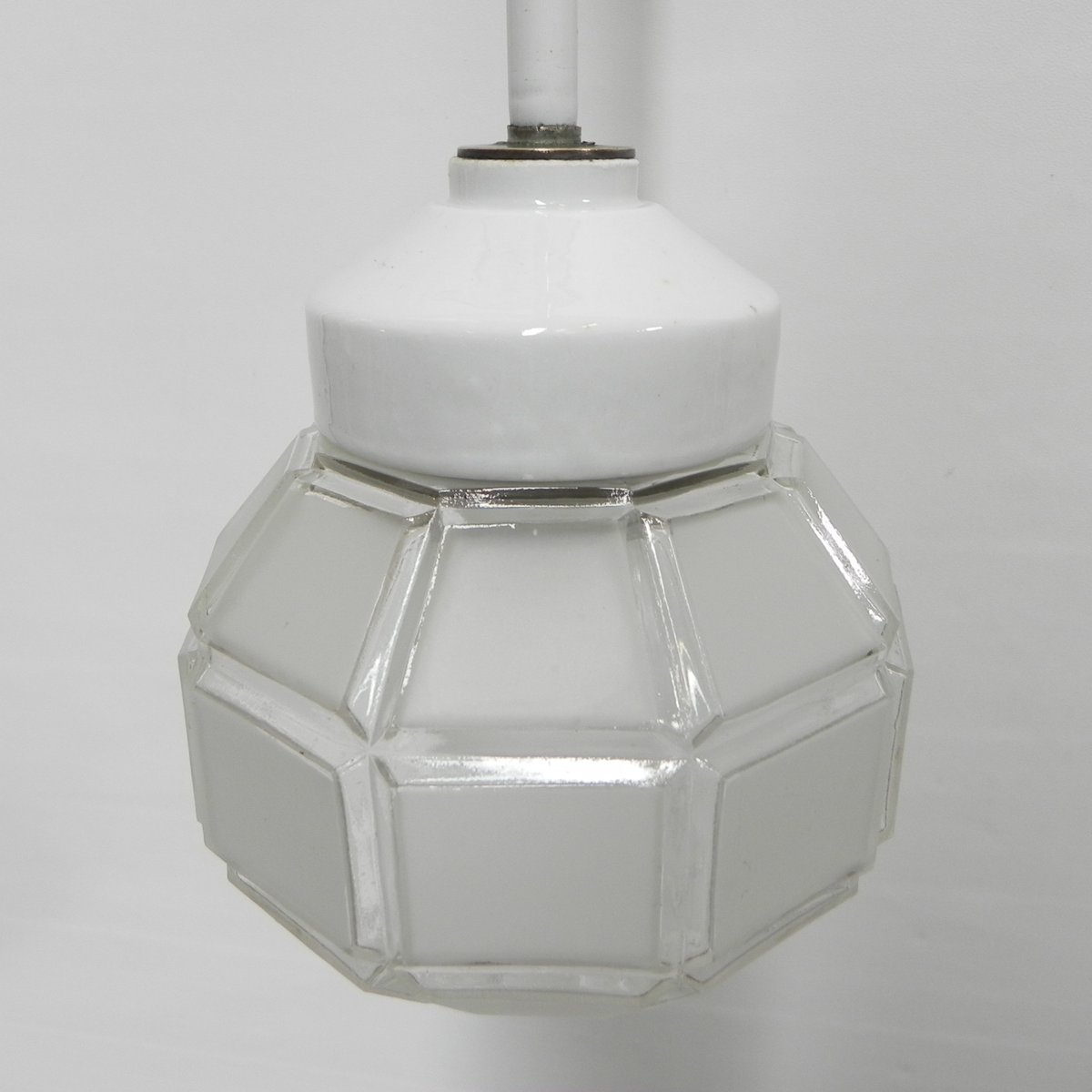Art Deco Hanging Lamp with Octagonal Frosted Glass Shade, 1930s for ...