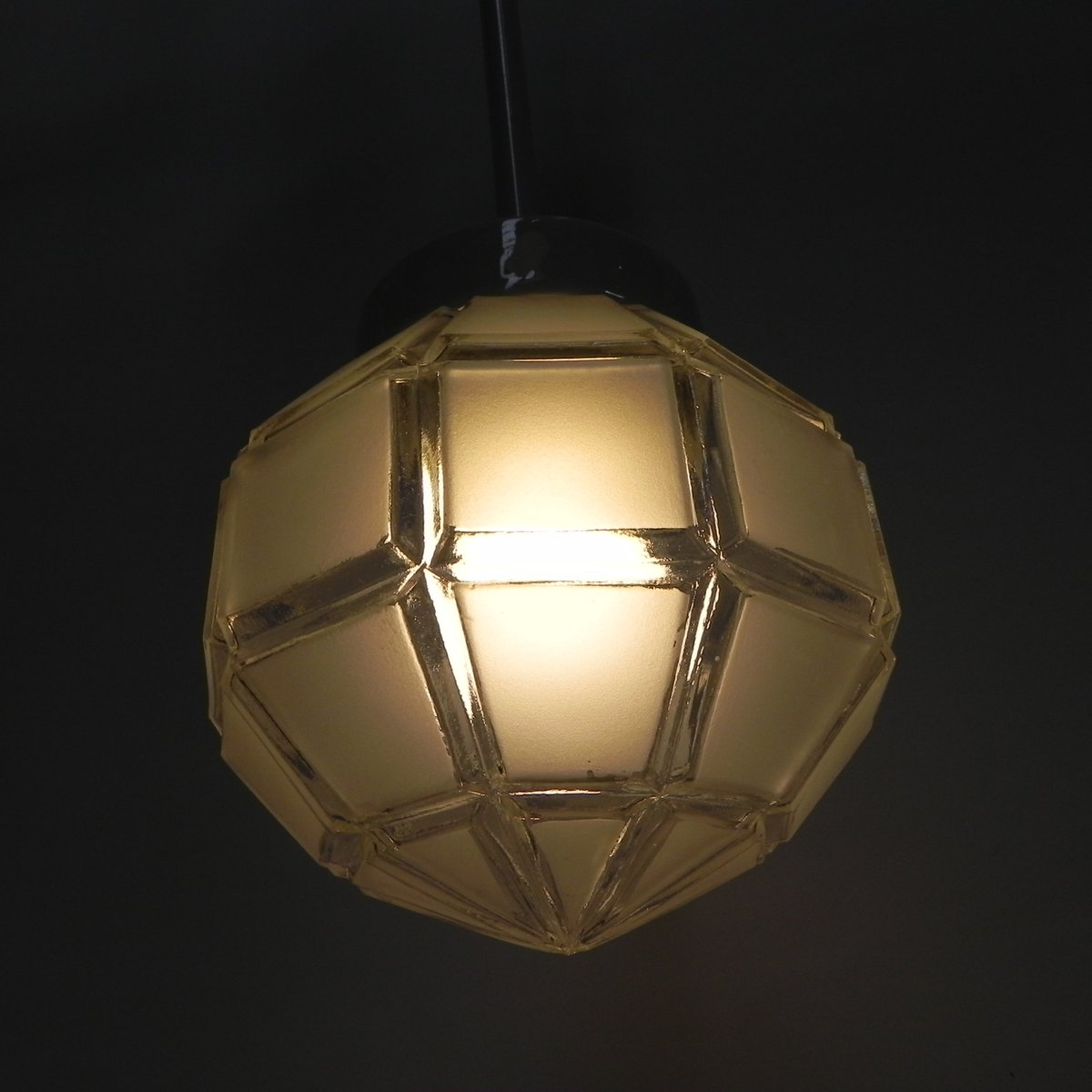 Art Deco Hanging Lamp with Octagonal Frosted Glass Shade, 1930s for ...
